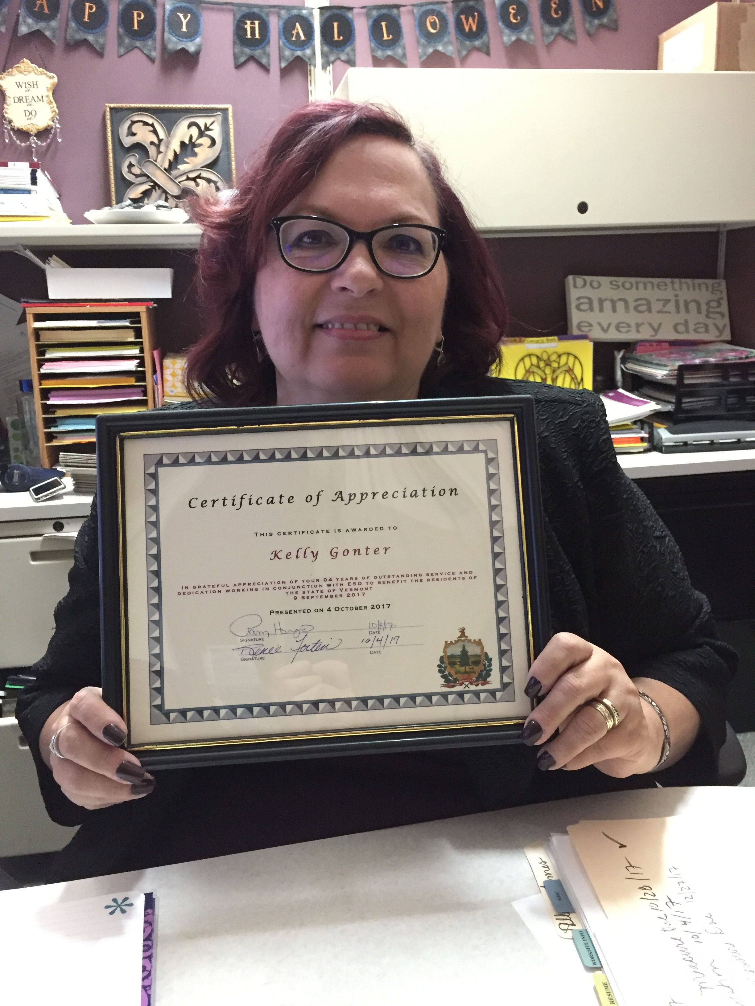 VABIR staff Kelly Gonter recognized - The Vermont Association of ...